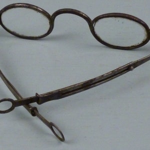 Antique 18c/19c Steel Frame Spectacles or Glasses With Hoop Ear Slides ...