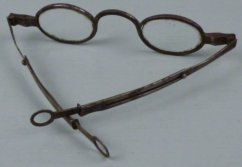 Antique 18c/19c Steel Frame Spectacles or Glasses With Hoop Ear Slides ...