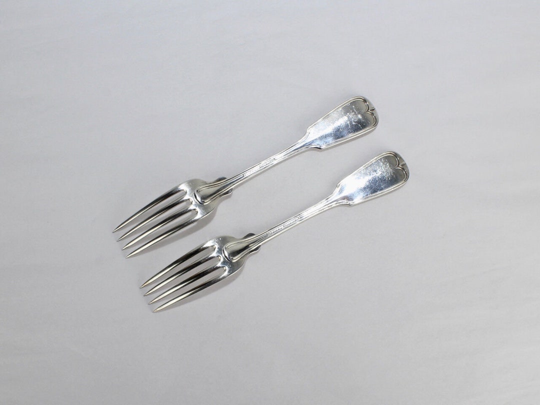 Pair of Antique Coin Silver Fiddle Thread Forks by William Tenney of ...