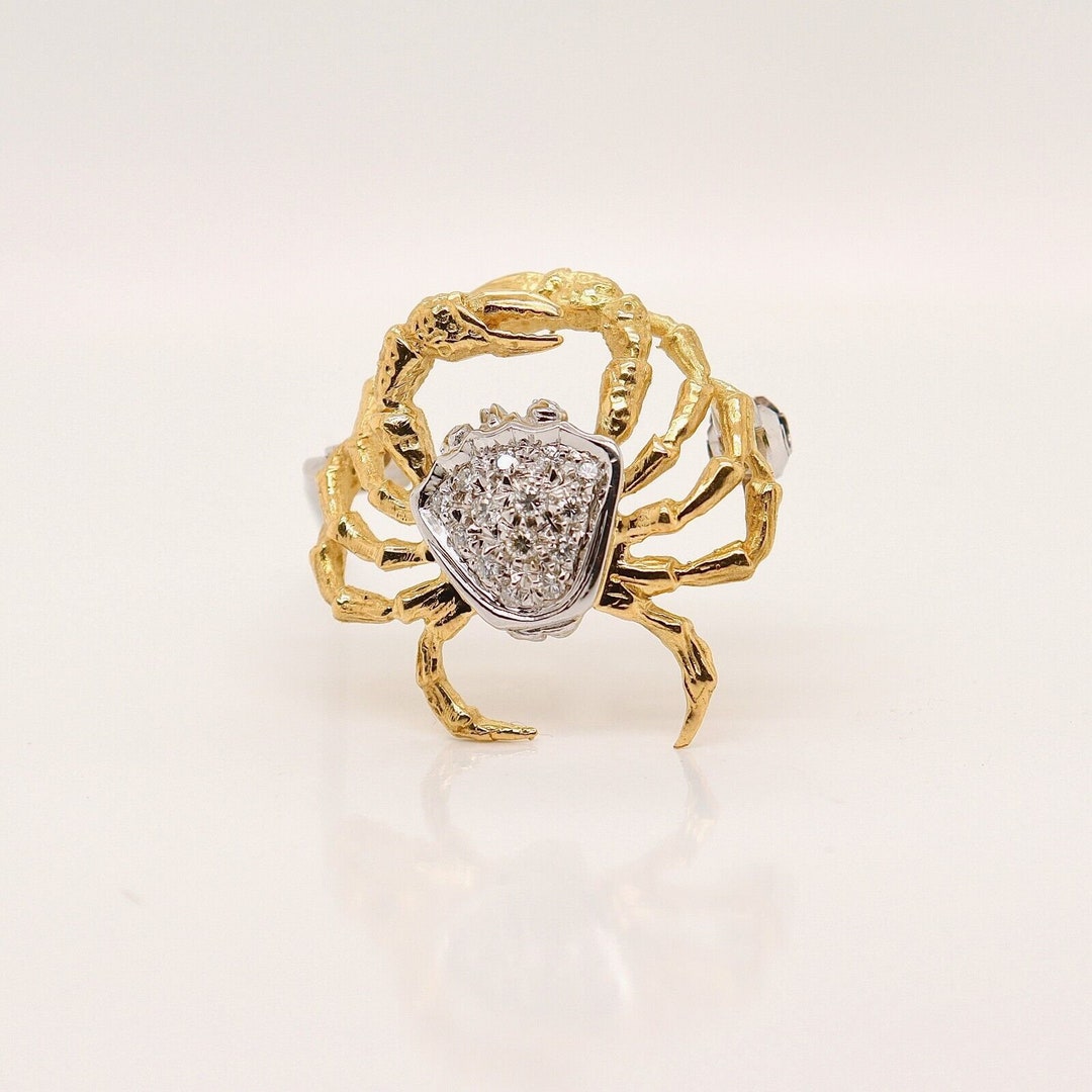 Signed Damiani 18k Gold & Diamond Crab Shaped Brooch or Pin - Etsy