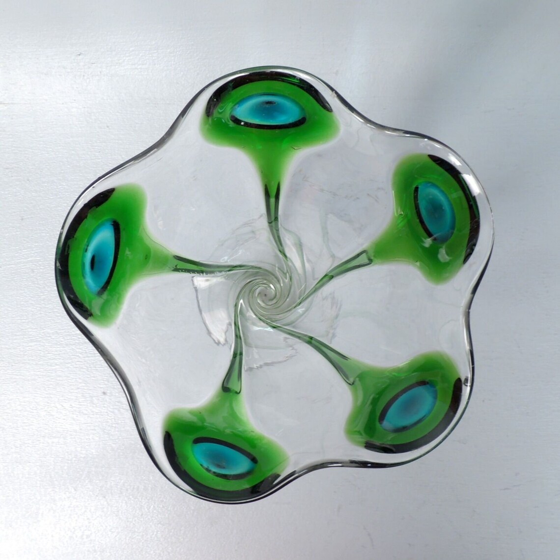 Fine Large Stevens & Williams Applied Green Feather Art Glass Vase - Etsy