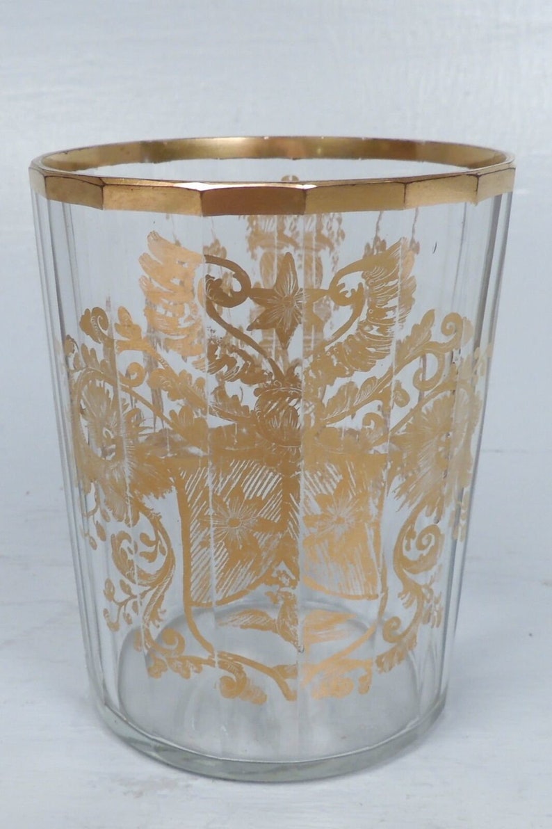 Antique 18th Century German or Bohemian Gilt Faceted Glass Tumbler ...