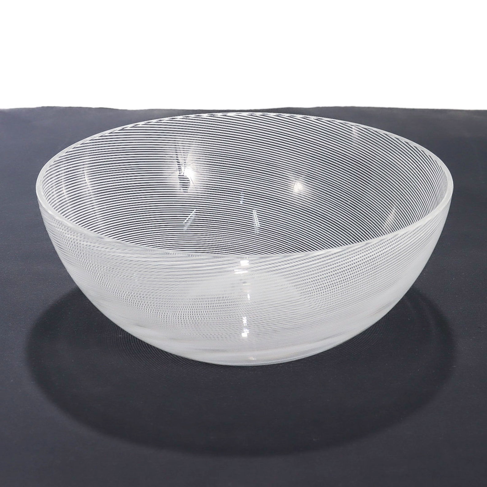 1980's Signed Venini White Mezza Filigrana Murano Glass Bowl - Etsy