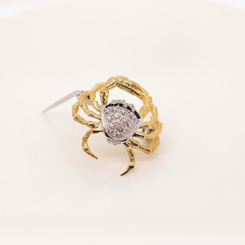 Signed Damiani 18k Gold & Diamond Crab Shaped Brooch or Pin - Etsy
