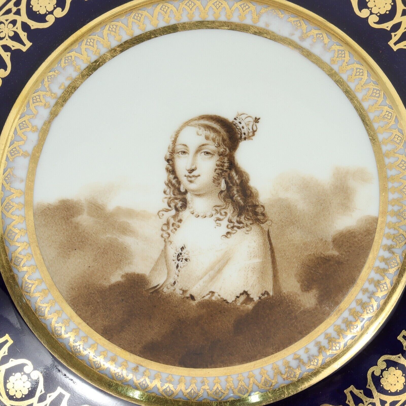 Antique Nyon Swiss Porcelain Hand Painted Cabinet Plate With Cobalt ...