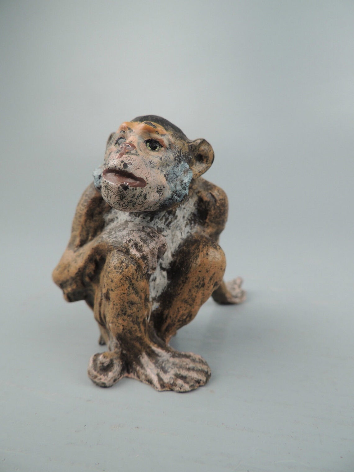 Cold Painted Vienna Bronze of a Seated Monkey or Chimpanzee - Austrian ...