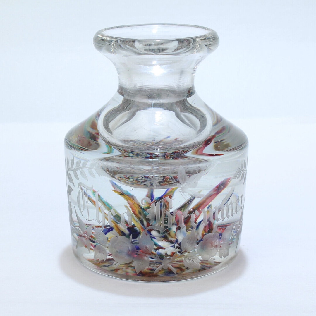 Antique Czech Bohemian Devil's Fire Paperweight Inkwell or Perfume ...