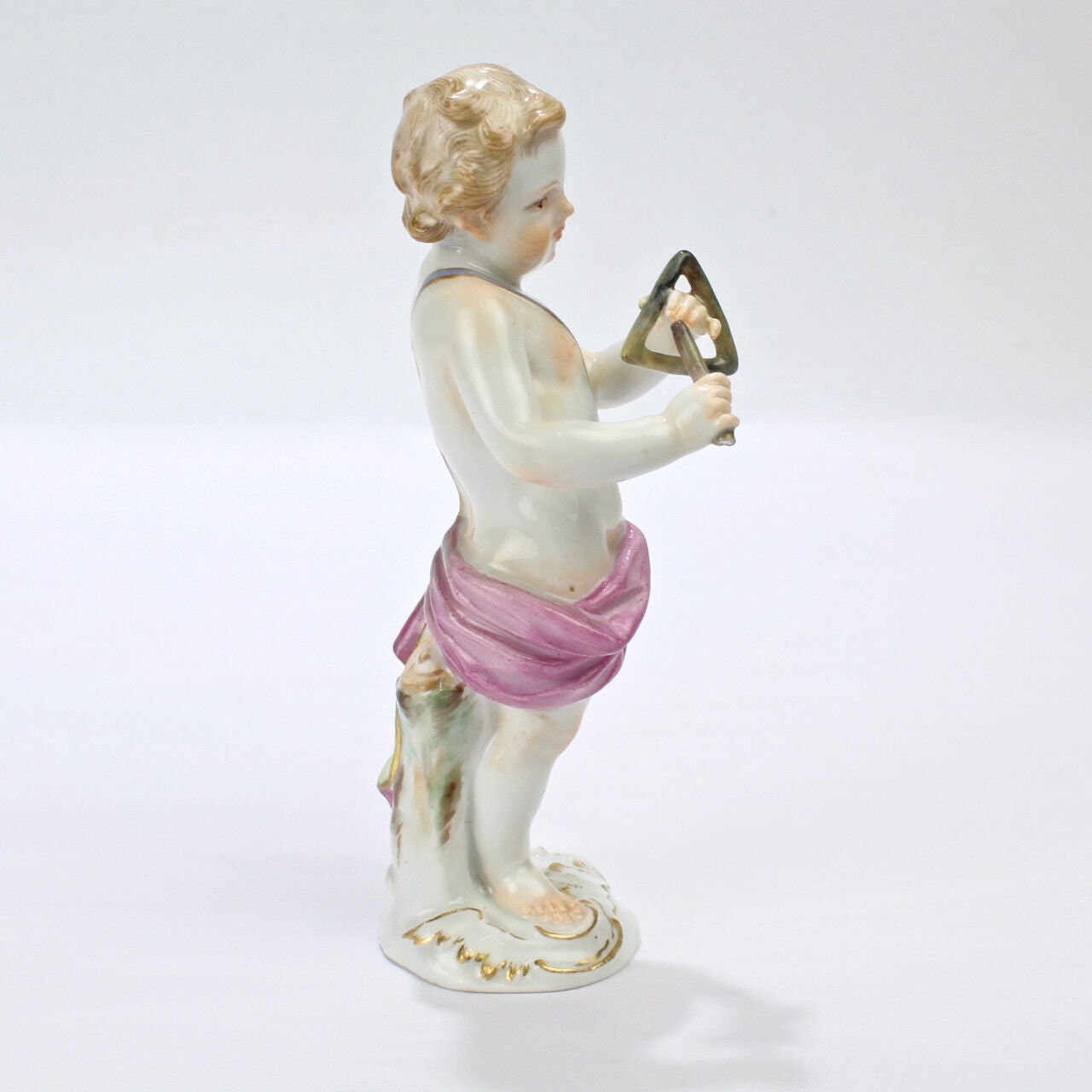 Antique Meissen Porcelain Figurine of Cherub Playing Triangle - Dreieck ...