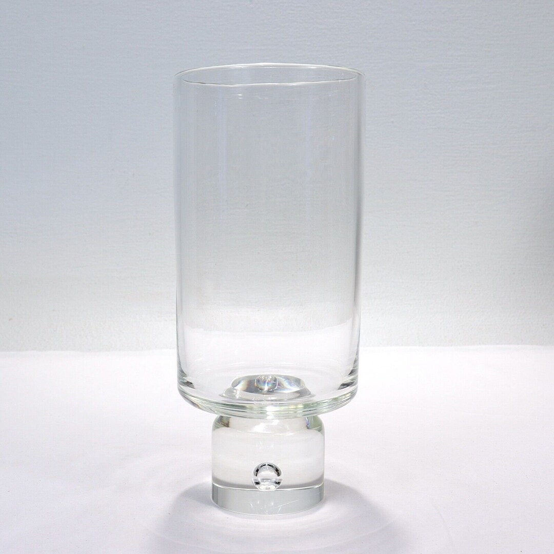 Mid-century Cylindrical Steuben Art Glass Pedastal Vase With Captured ...