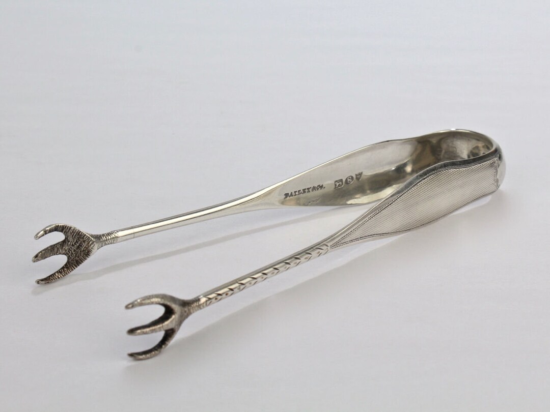 Antique George Sharp Coin Silver Sugar Tongs for Bailey & Co - Bird ...