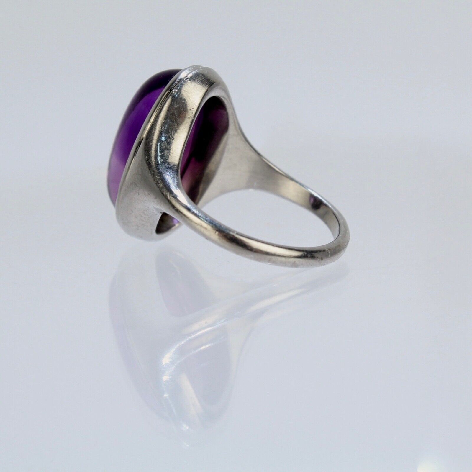 Vintage Buff Top Cut Oval Amethyst Gemstone and Silver Ring - Etsy