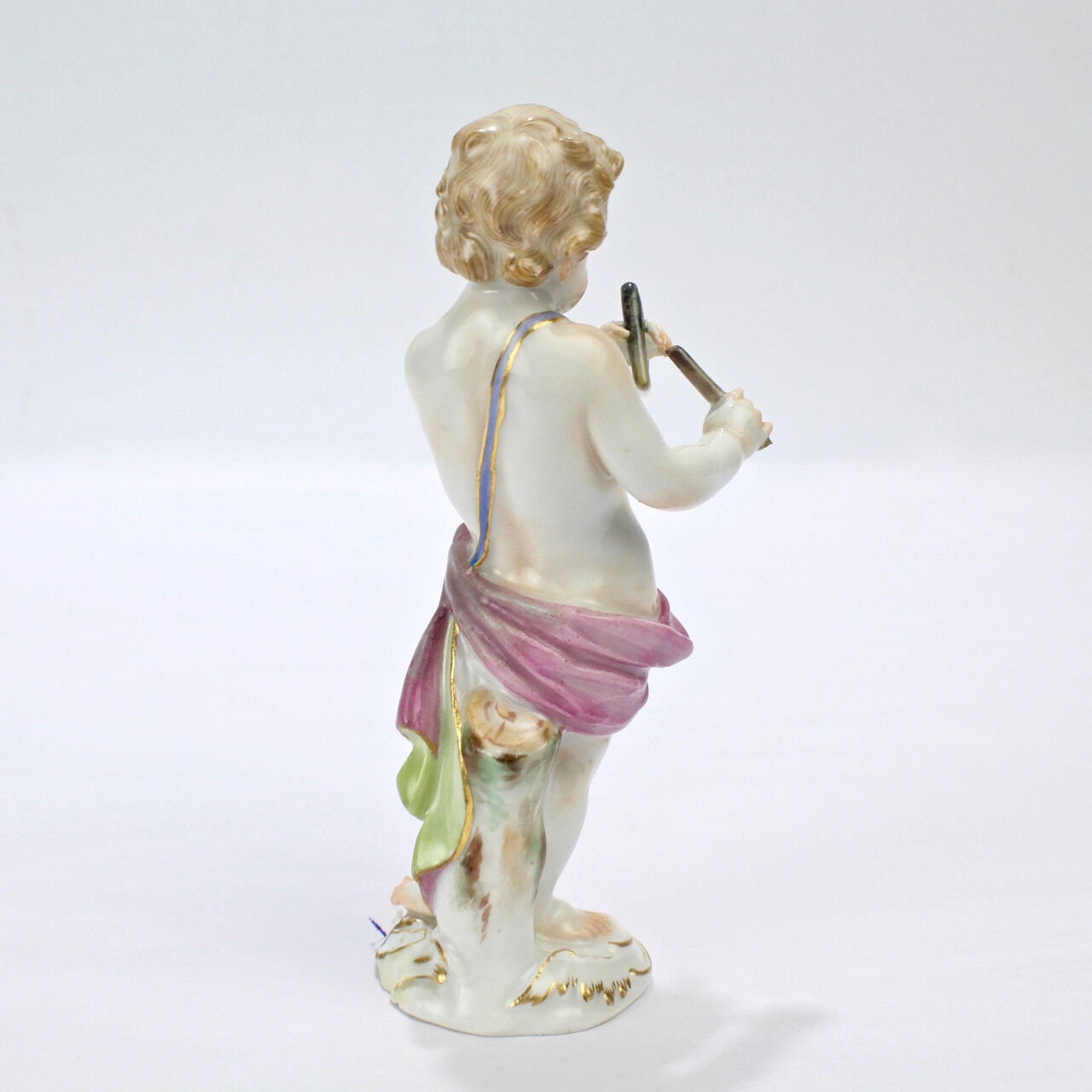 Antique Meissen Porcelain Figurine of Cherub Playing Triangle - Dreieck ...
