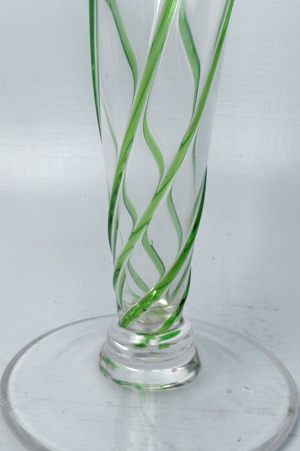 Fine Large Stevens & Williams Applied Green Feather Art Glass Vase - Etsy