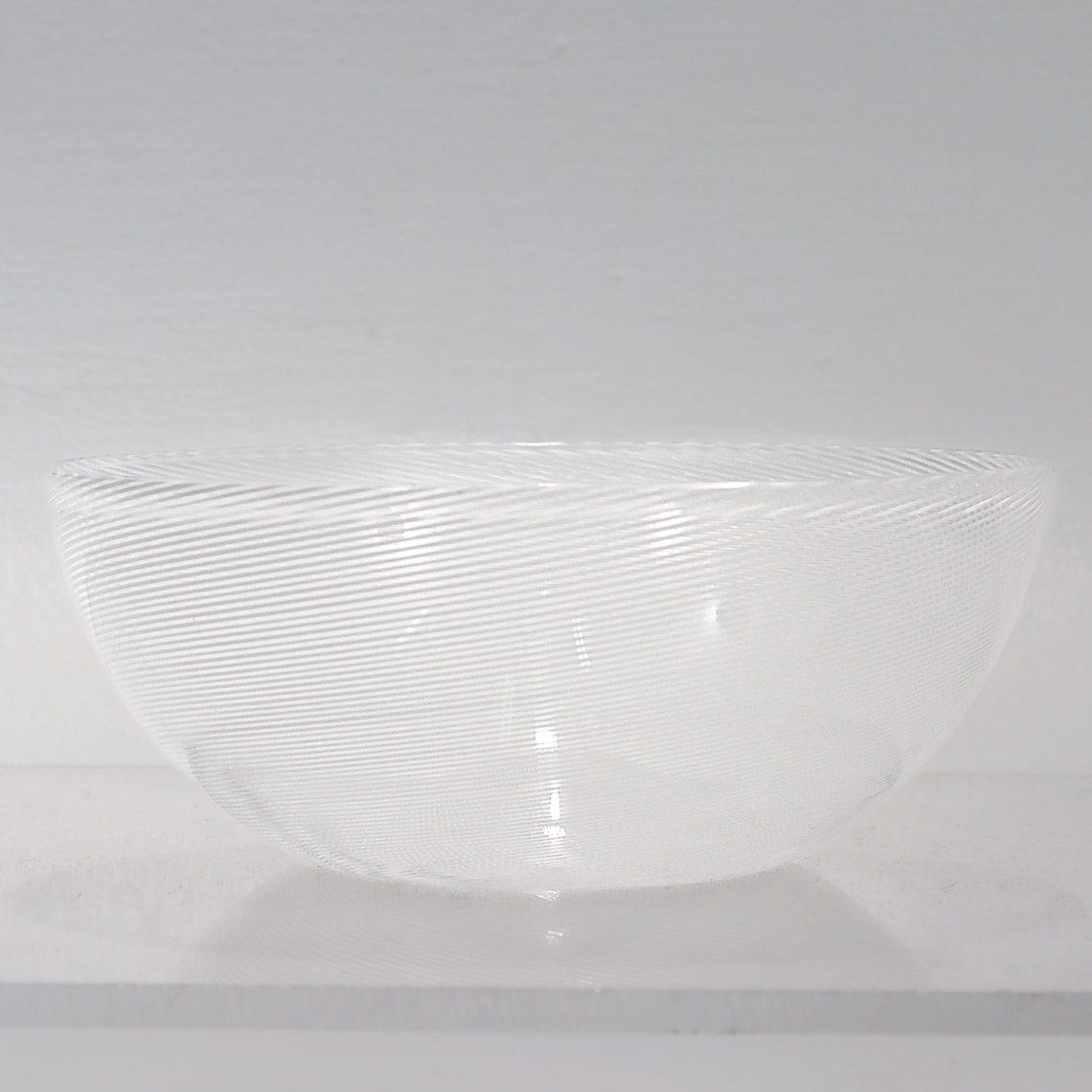 1980's Signed Venini White Mezza Filigrana Murano Glass Bowl - Etsy