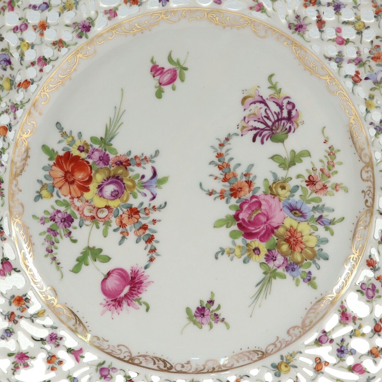 Antique Reticulated Hirsch Dresden Porcelain Cabinet Plate Deutsche ...