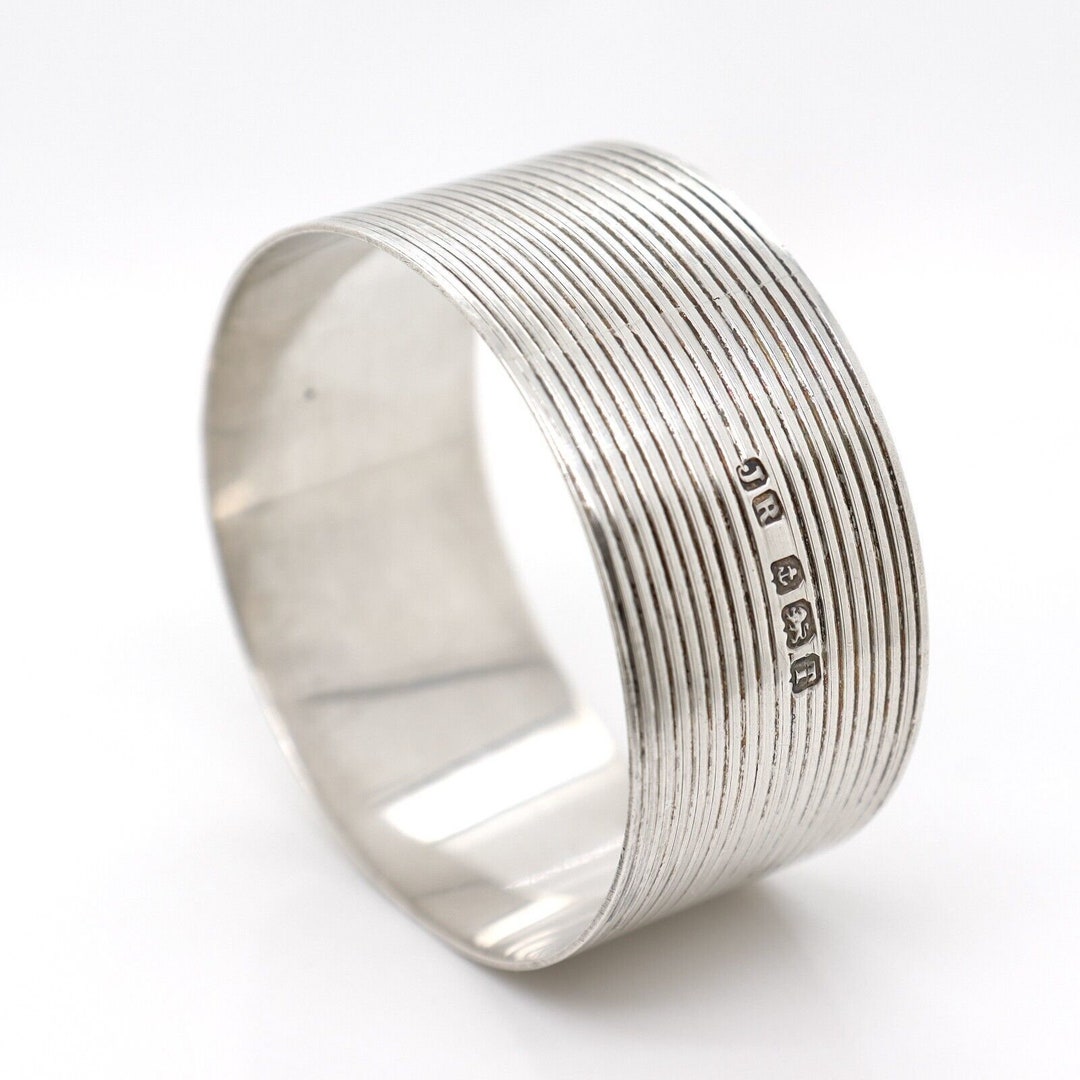 Midcentury English Engine Turned Sterling Silver Napkin Ring by John ...
