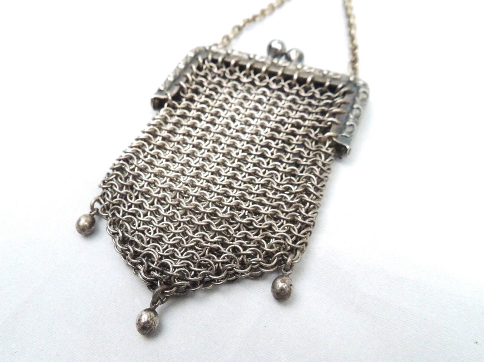 Vintage German Silver Chainmail Mesh Chatelaine Mini Purse Pouch - Etsy
