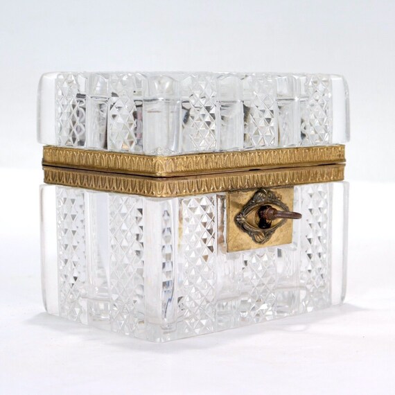 Antique Charles X French Cut Glass Casket - Gem