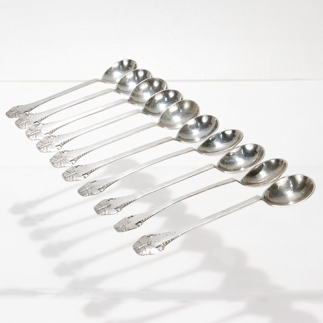 10 Danish Silver Butterfly Sommerflugl Art Nouveau Demitasse Spoons by ...