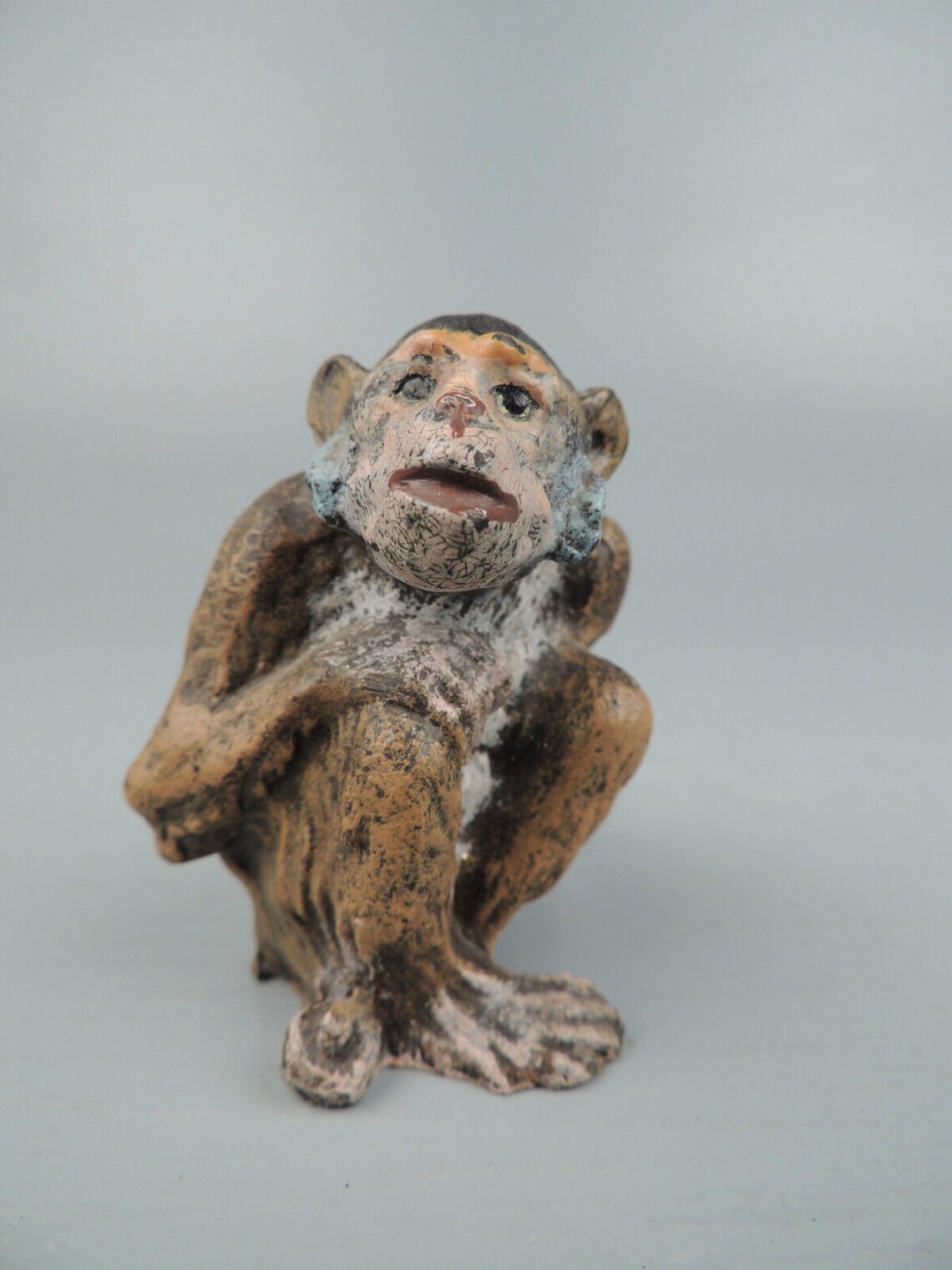 Cold Painted Vienna Bronze of a Seated Monkey or Chimpanzee - Austrian ...
