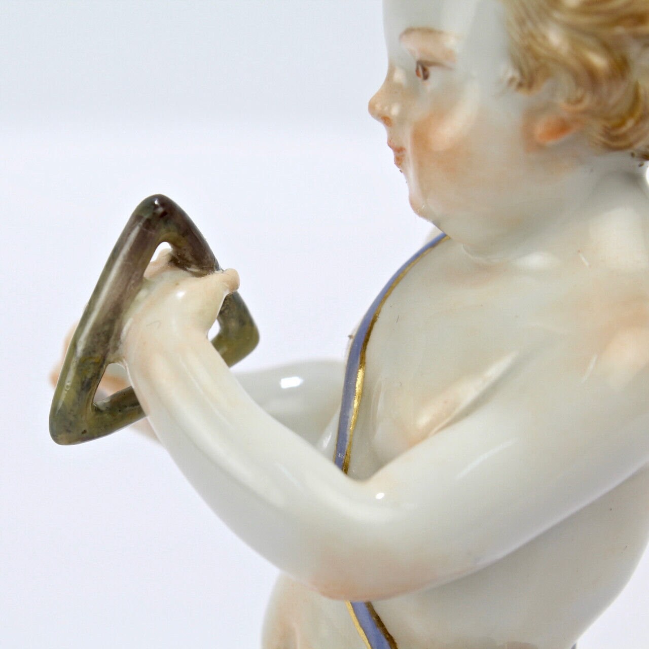 Antique Meissen Porcelain Figurine of Cherub Playing Triangle - Dreieck ...