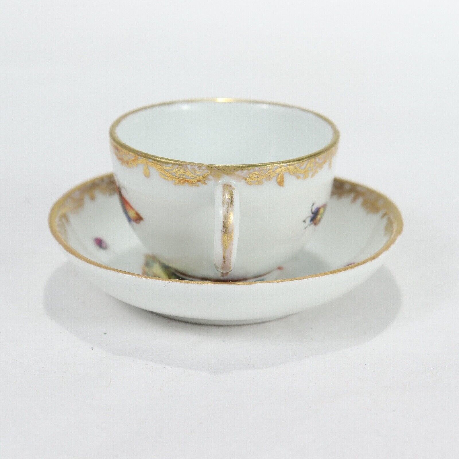 Antique Meissen Porcelain Miniature Tea Cup & Saucer With Birds of ...