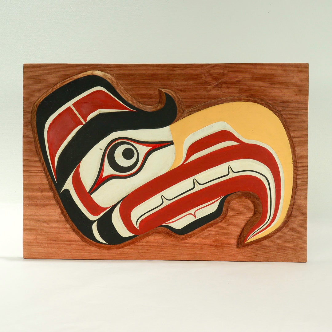 Vintage Pacific Northwest Coast Native Wooden Hawk Carving by William ...