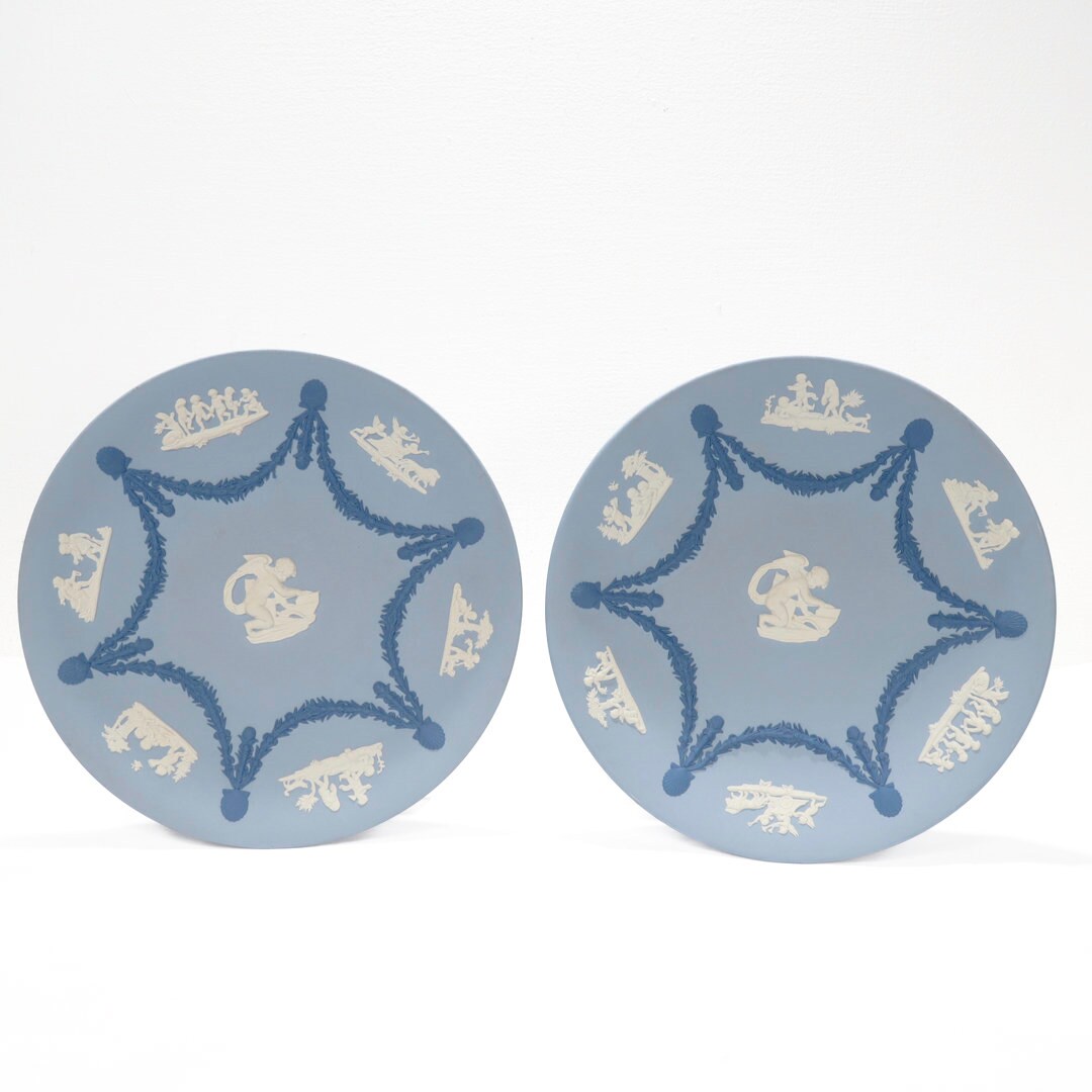 Pair of Three-color Wedgwood Blue Jasperware Plates Signed by Lord ...