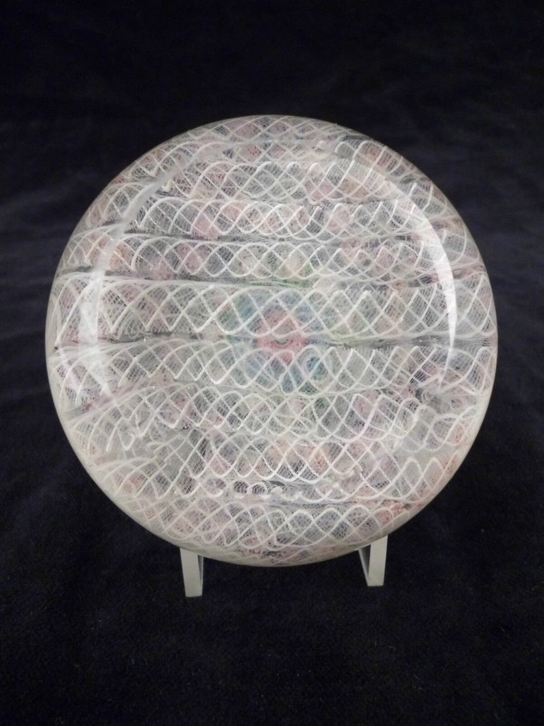 Antique 19c CLICHY Paperweight Quatrefoil Purple & Pink Garlands on ...