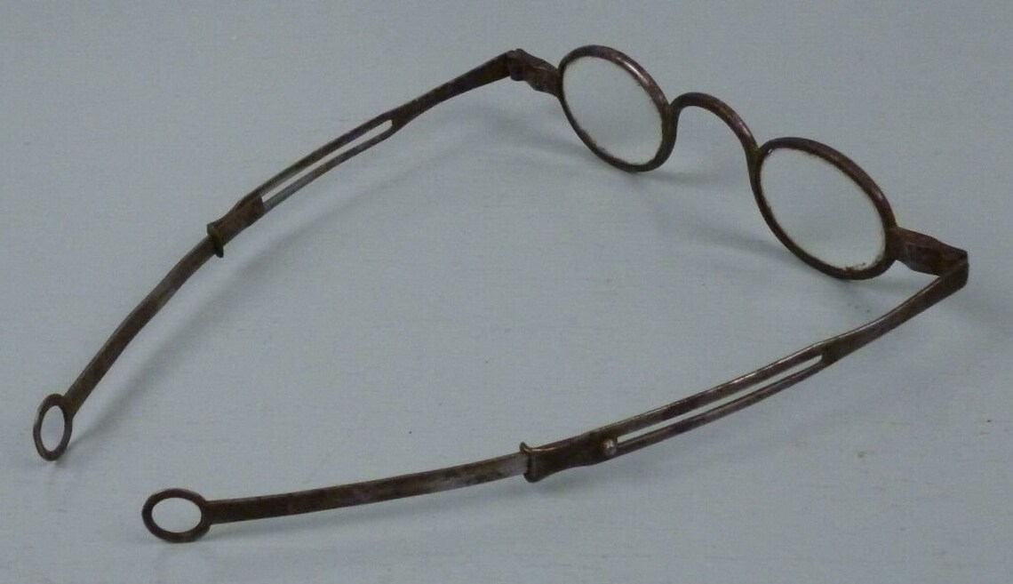 Antique 18c/19c Steel Frame Spectacles or Glasses With Hoop Ear Slides ...