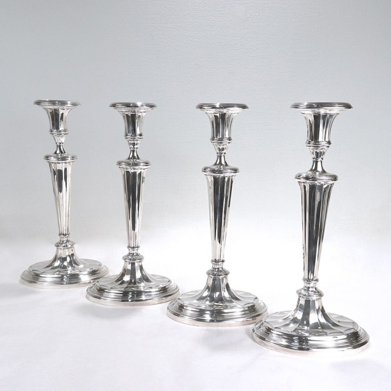 Set of 4 Tall Matched Regency Style Silver Plated Candlesticks - Etsy