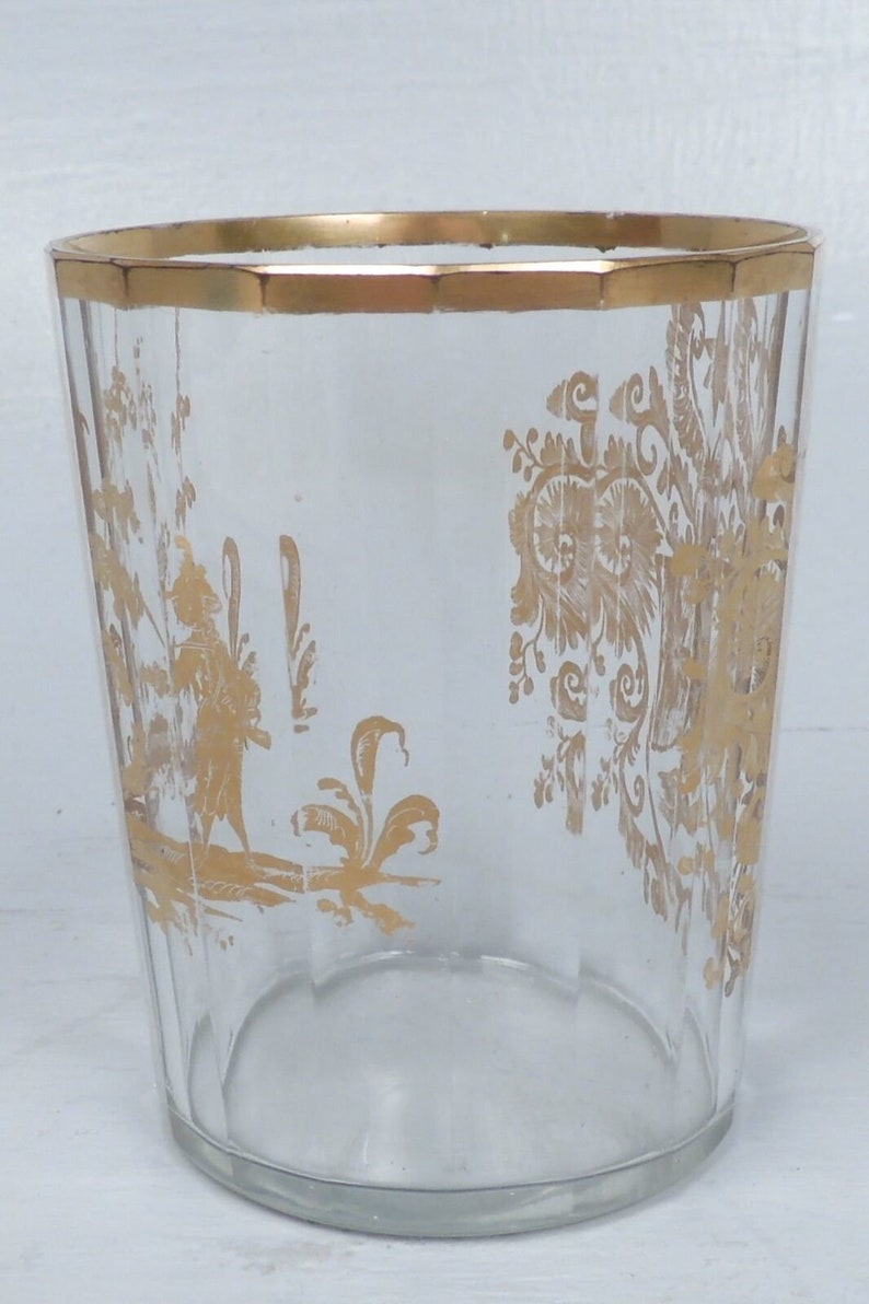 Antique 18th Century German or Bohemian Gilt Faceted Glass Tumbler ...