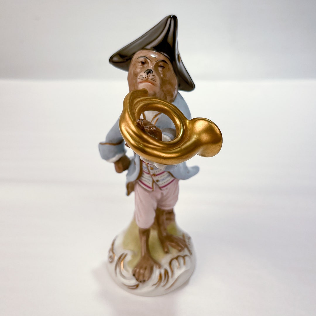 Vintage Sitzendorf Porcelain Monkey Band French Horn Player Figurine - Etsy
