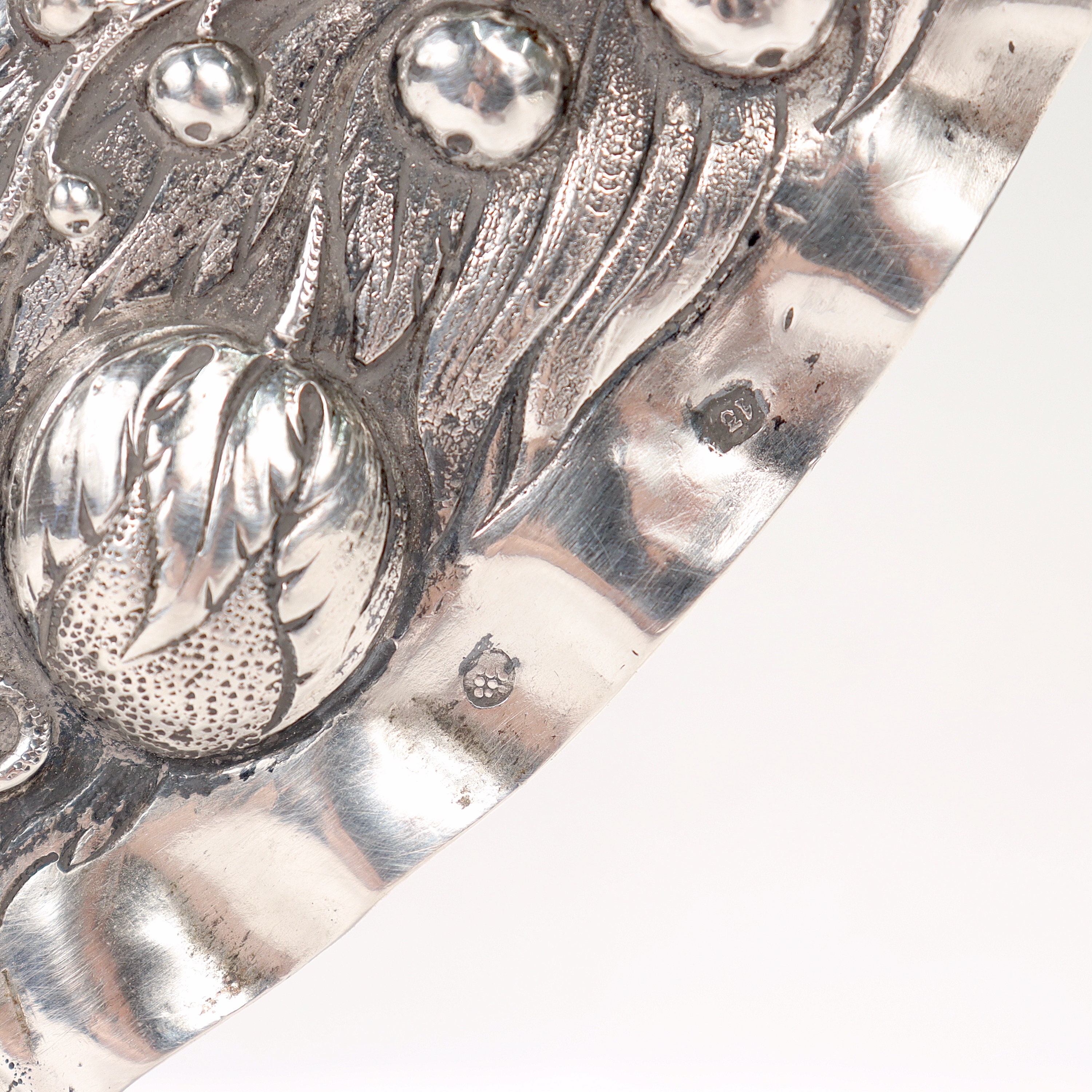 Antique German Renaissance Revival Solid 800 Silver Repousse Tray or ...