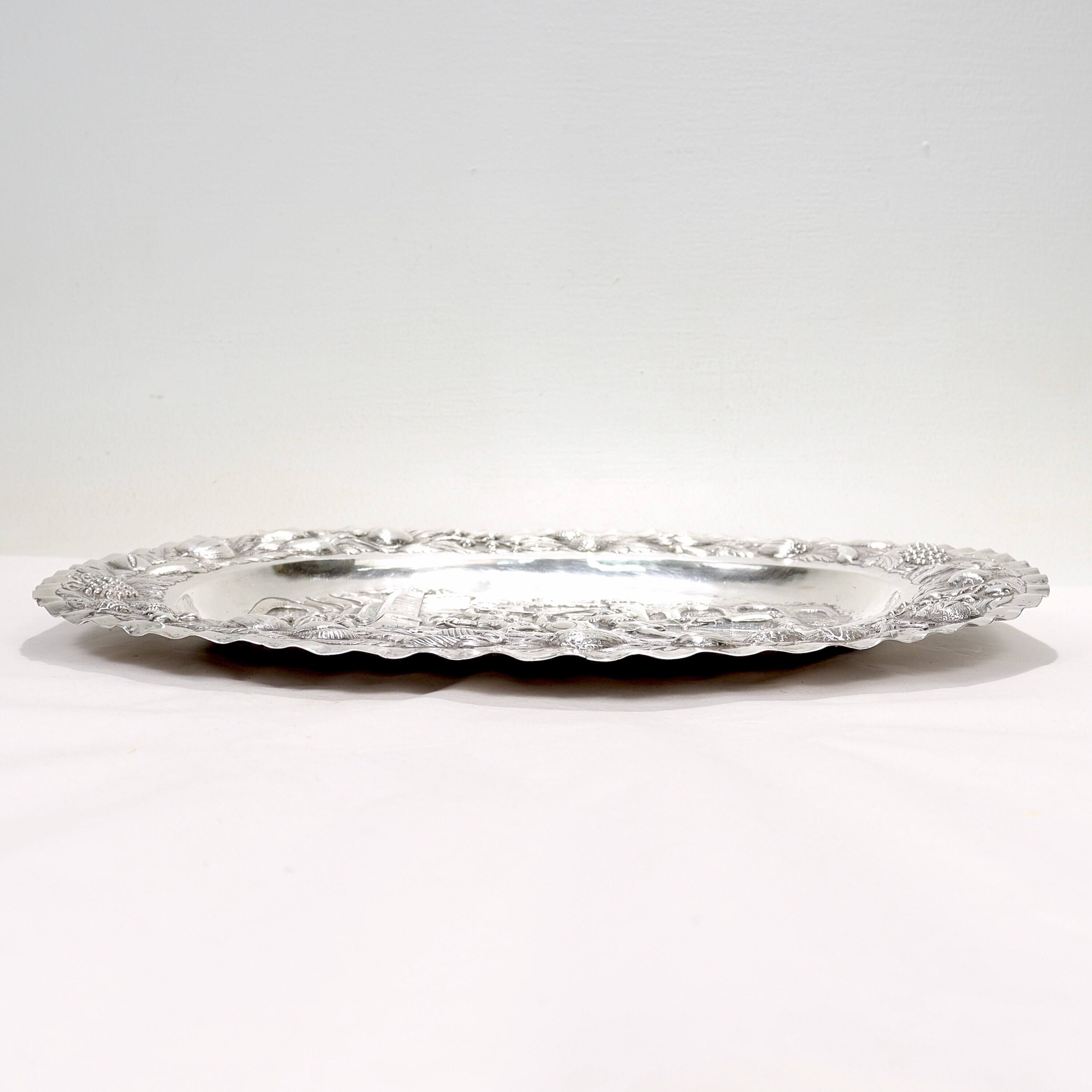 Antique German Renaissance Revival Solid 800 Silver Repousse Tray or ...