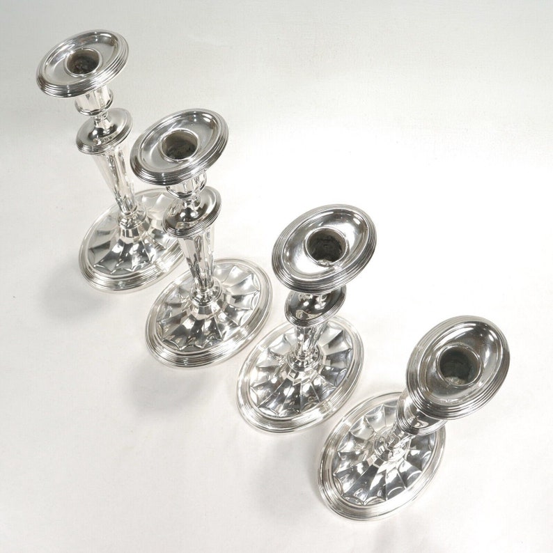 Set of 4 Tall Matched Regency Style Silver Plated Candlesticks - Etsy