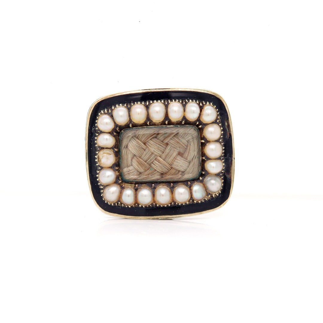 Antique Georgian Gold, Enamel, and Seed Pearl Braided Hair Mourning ...