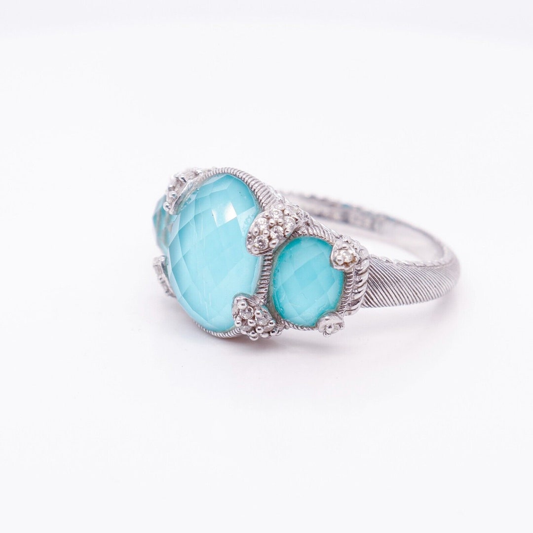 Judith Ripka Sterling Silver & Turquoise Doublet 3-stone Ring - Etsy