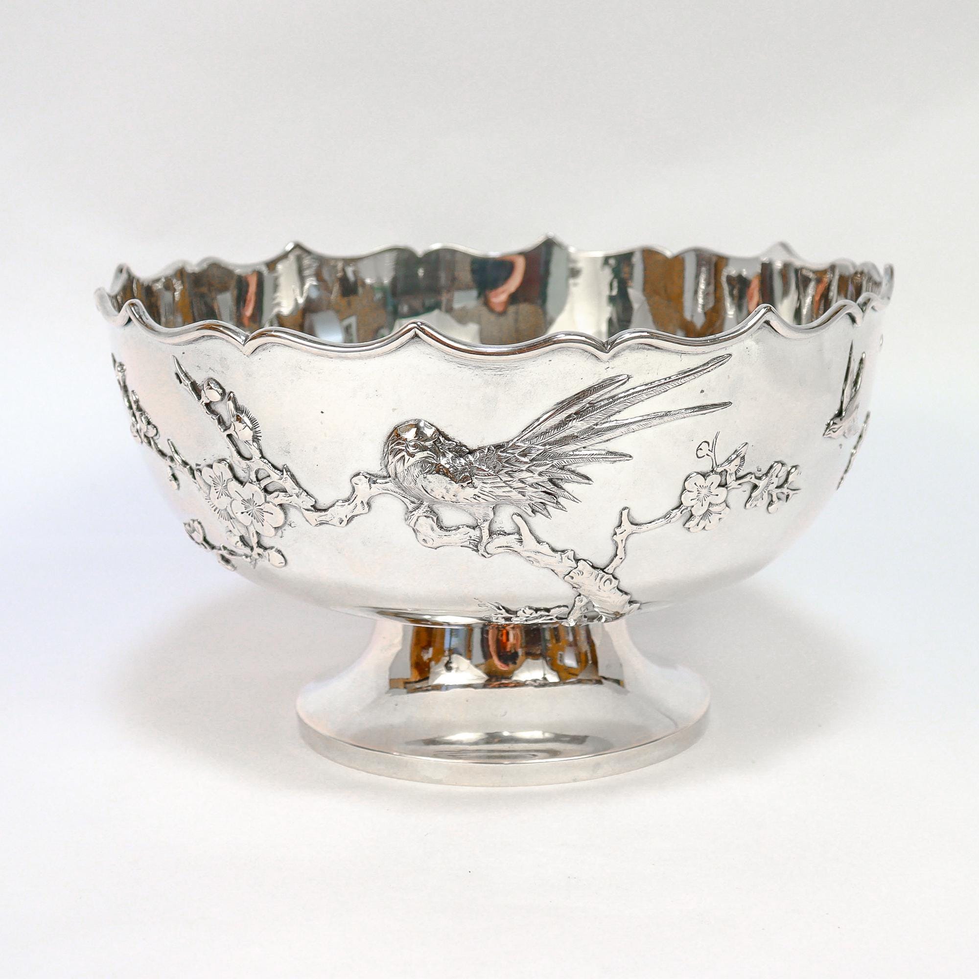 Antique Signed Chinese Export Sterling Silver Footed Bowl by Sing Fat ...