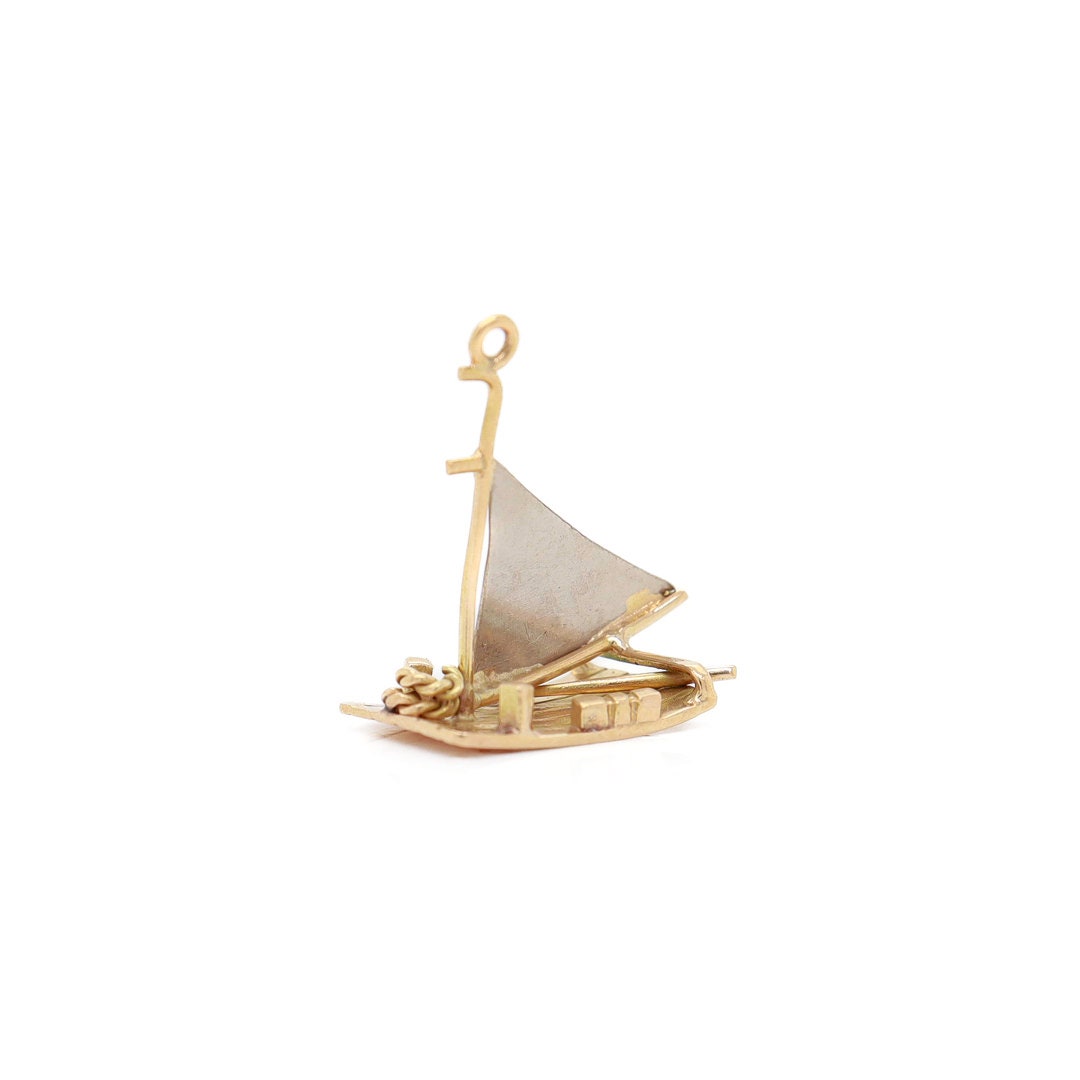Vintage 14K Gold Charm of a Raft or Sailboat - Etsy