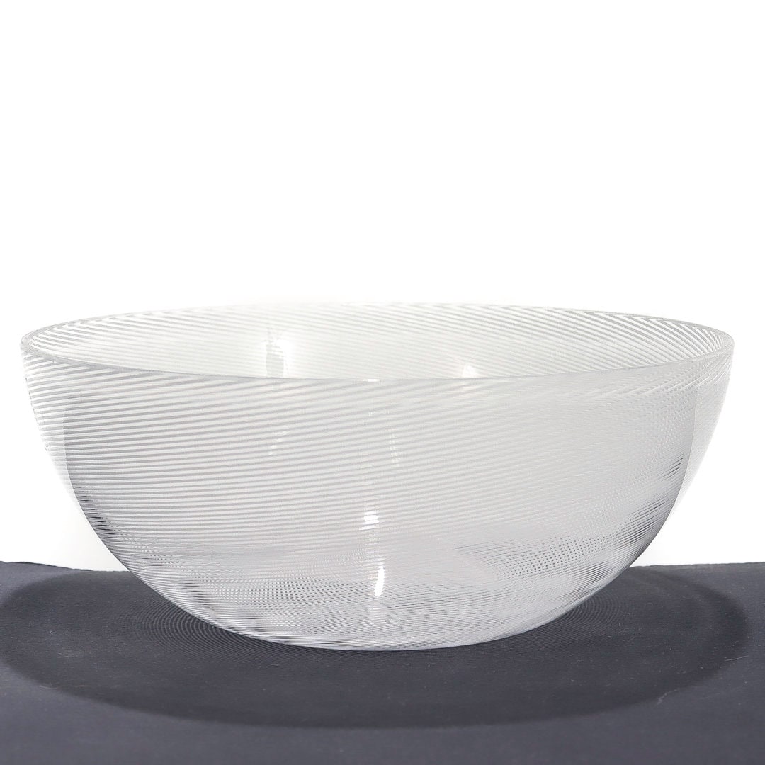 1980's Signed Venini White Mezza Filigrana Murano Glass Bowl - Etsy
