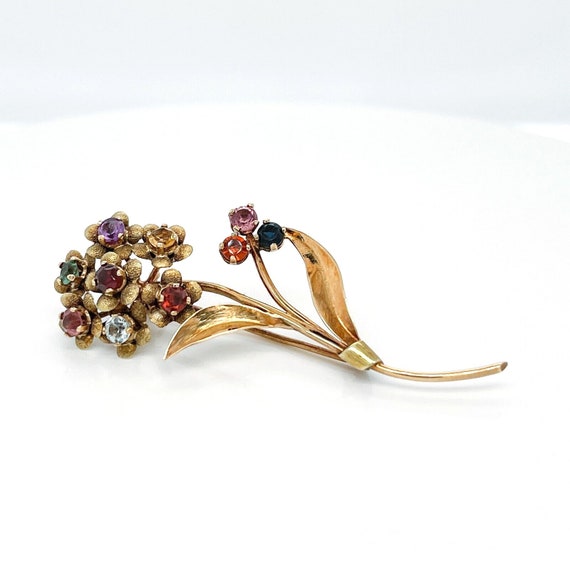 Mid-Century Modern 18 Karat Gold & Multi-Gemstone Flo… - Gem