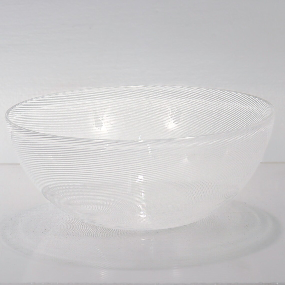 1980's Signed Venini White Mezza Filigrana Murano Glass Bowl - Etsy