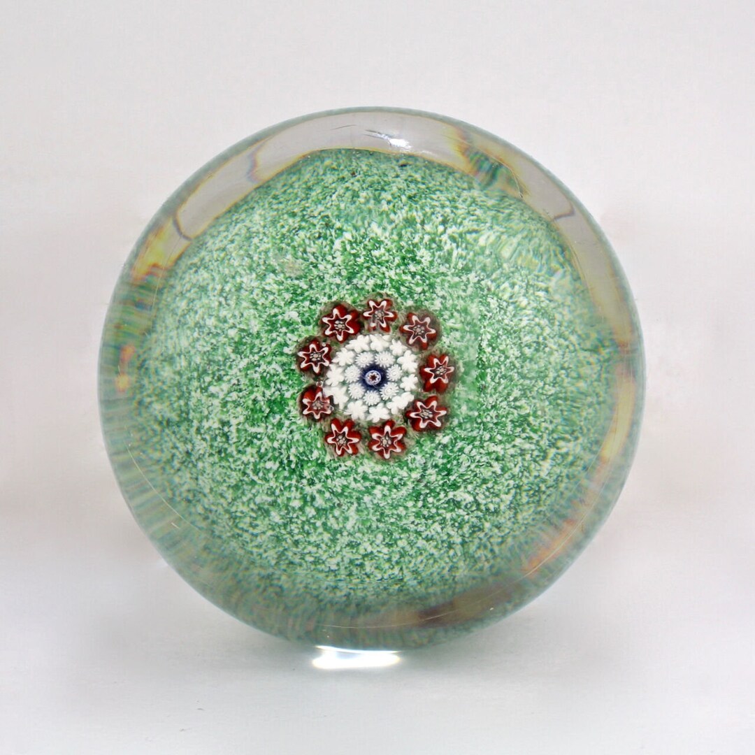 Antique Saint Louis Green & White Jasper Ground Glass Paperweight ...