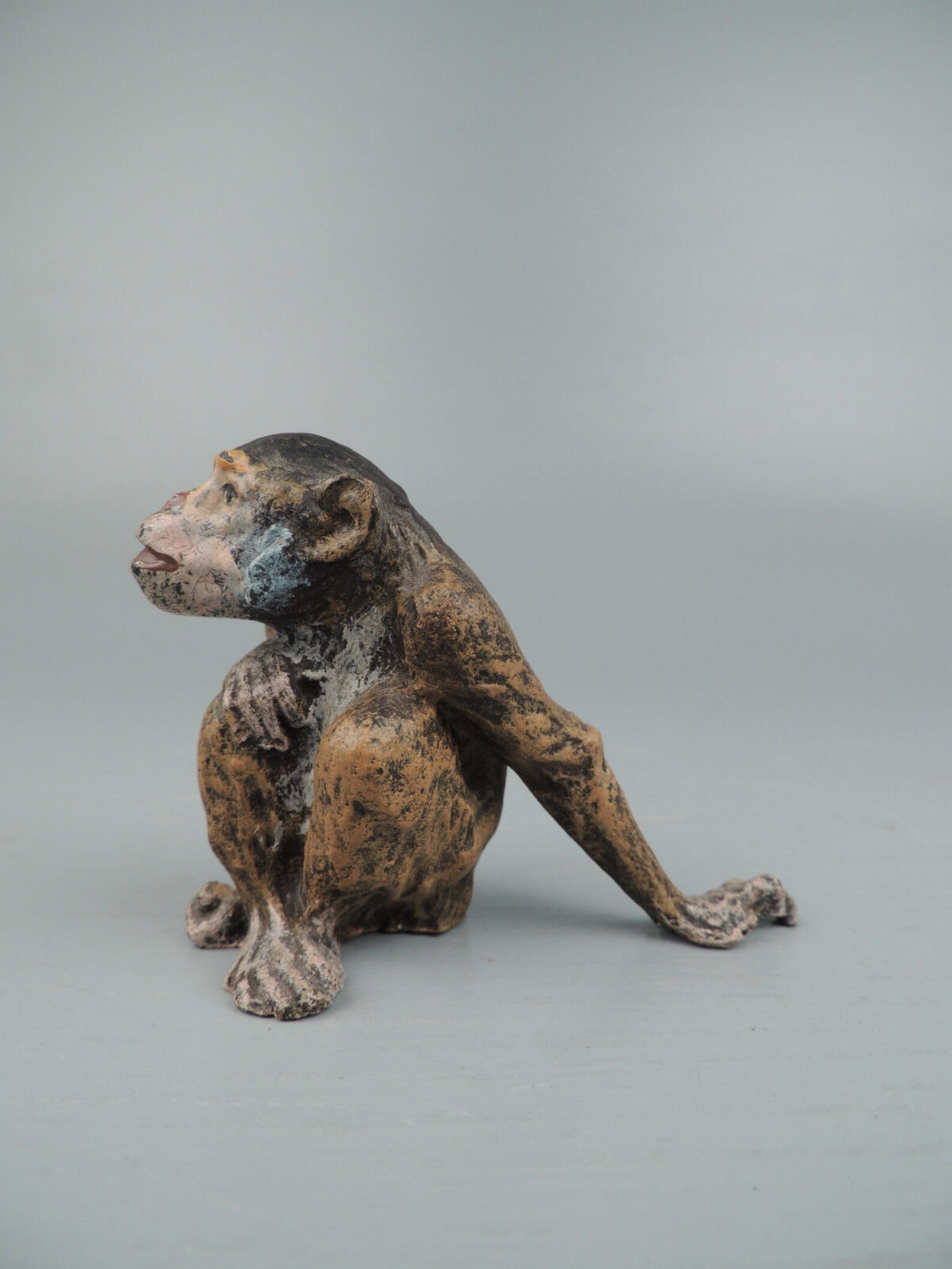 Cold Painted Vienna Bronze of a Seated Monkey or Chimpanzee - Austrian ...