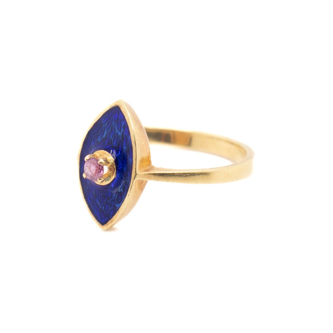 Mid-century 18k Gold, Enamel, and Ruby Italian Cocktail Ring - Etsy