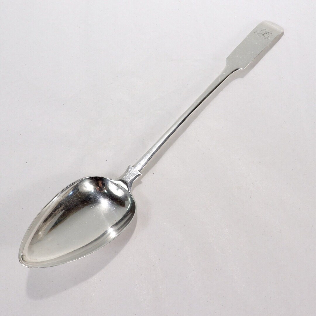 Antique Scottish Fiddle Handle Sterling Silver Stuffing Spoon by John ...