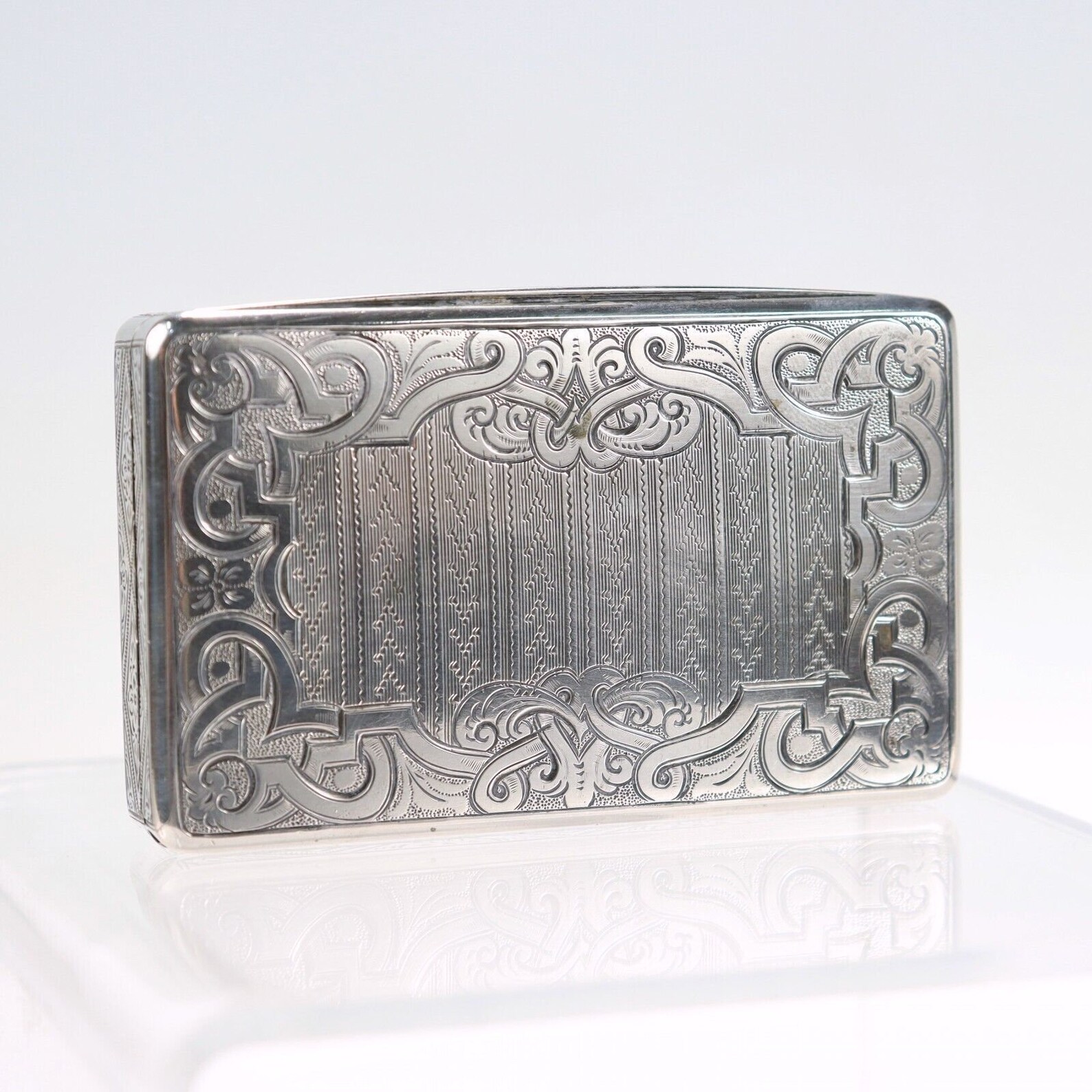 Antique Viennese or Austrian Engine-turned Silver Card Case or Snuff ...