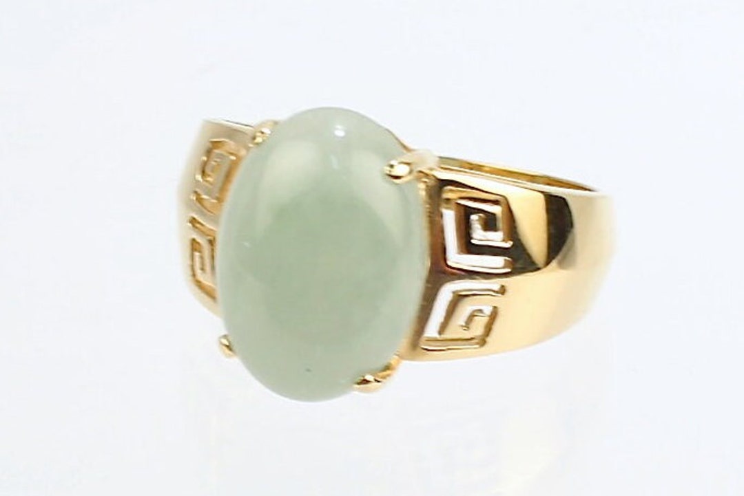 Vintage Chinese 14k Gold & Jade Ring - Hong Kong Jadeite - Etsy