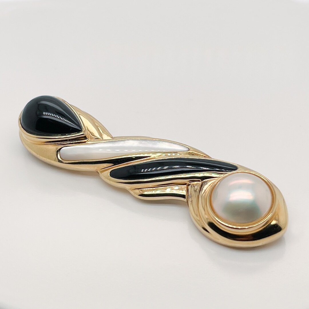Retro 1980s Kylo Kai Lin Yo Sterling Silver, Onyx, & Mother of Pearl ...